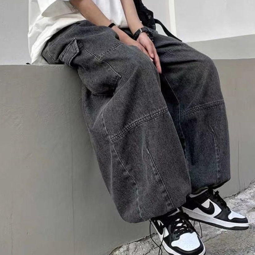 Calça De Primavera Outono Y2k Jeans Baggy Para Homens Perna Larga