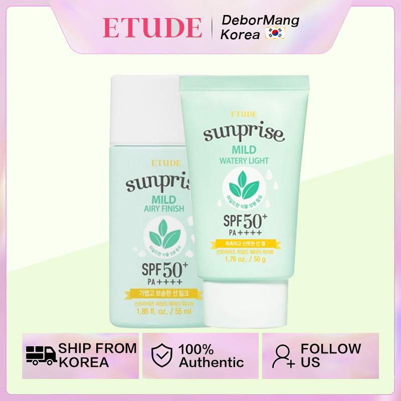 [Etude Sunprise Mild Airy Finish SPF 50 + PA + 55ml & Watery Light Fps 50g | Shopee Brasil