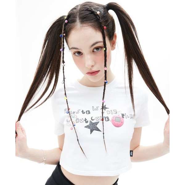 Coréia [LUV É Verdadeiro] VS PICKY CROP TEE (2 Cores)/LE SSERAFIM KIM ...