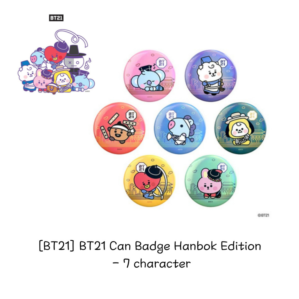 [BT21] BT21 Can Badge Hanbok Edition-7 Caracteres | Shopee Brasil