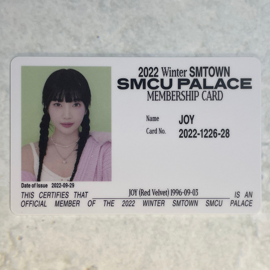 Cartão Oficial De Membro Joy Red Velvet 2022 Winter SMTown SMCU Palace ...