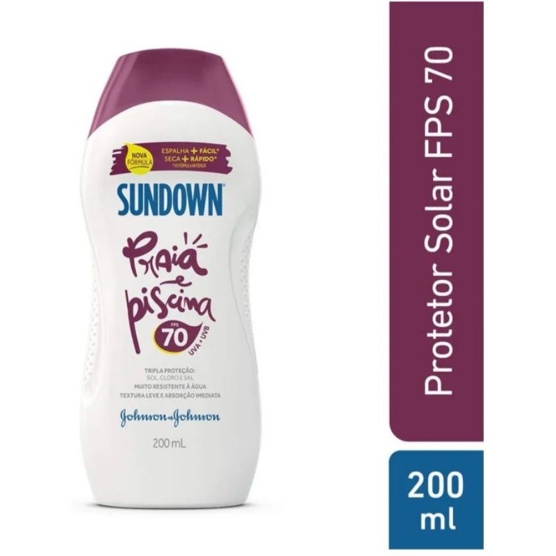 Sundown Protetor solar corpo e rosto praia e piscina Fps 70 ,200ml ...