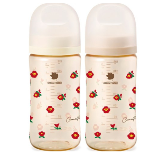 Pacote Duplo De Mamadeira Sem Dedos Green Finger Bebegrow PPSU , Camélia + Creme + . , 280ml , 1 ...