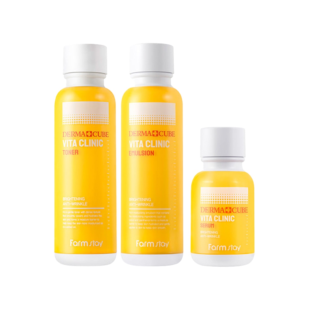 farmstay dermacube vita clinic skin care line (toner 120ml, emulsion ...