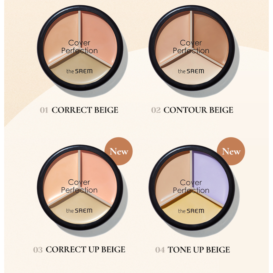 The SAEM Cover Perfection Triple Pot Concealer (4 Cores) | Shopee Brasil