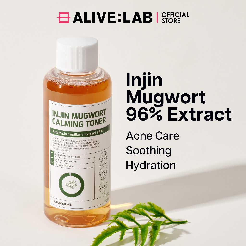 ALIVELAB Injin Mugwort Calming Toner Tônico facial calmante e hidratante para pele oleosa com ...