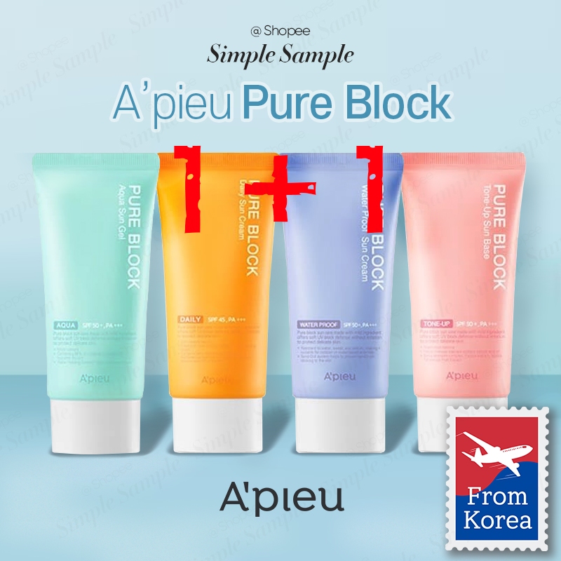 Apieu (1+1) Pure Block 50ml sun cream SPF50 PA+++ Bloco Puro De Creme ...