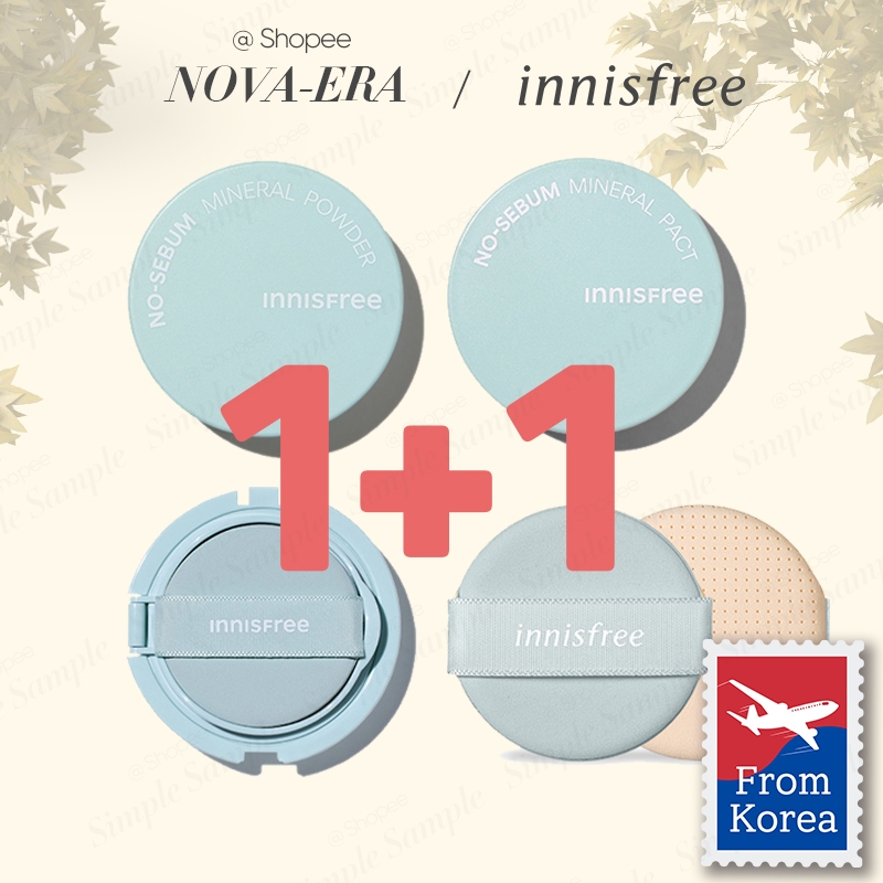 INNISFREE 1+1 No-Sebum Mineral powder 5g / pact 8.5g | Shopee Brasil