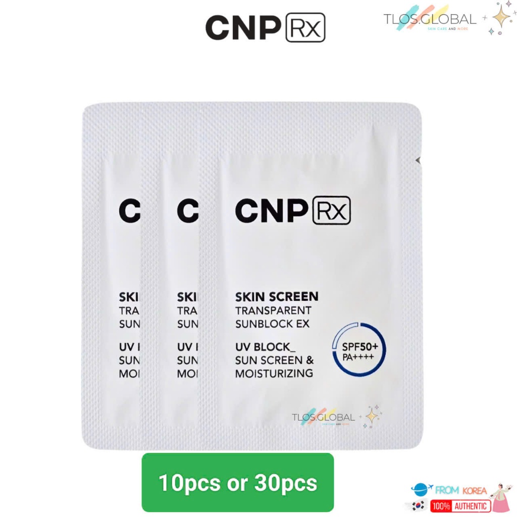 10 pcs or 30 pcs CNP Rx Skin Screen Transparent Sun Block Ex 1ml | Shopee Brasil