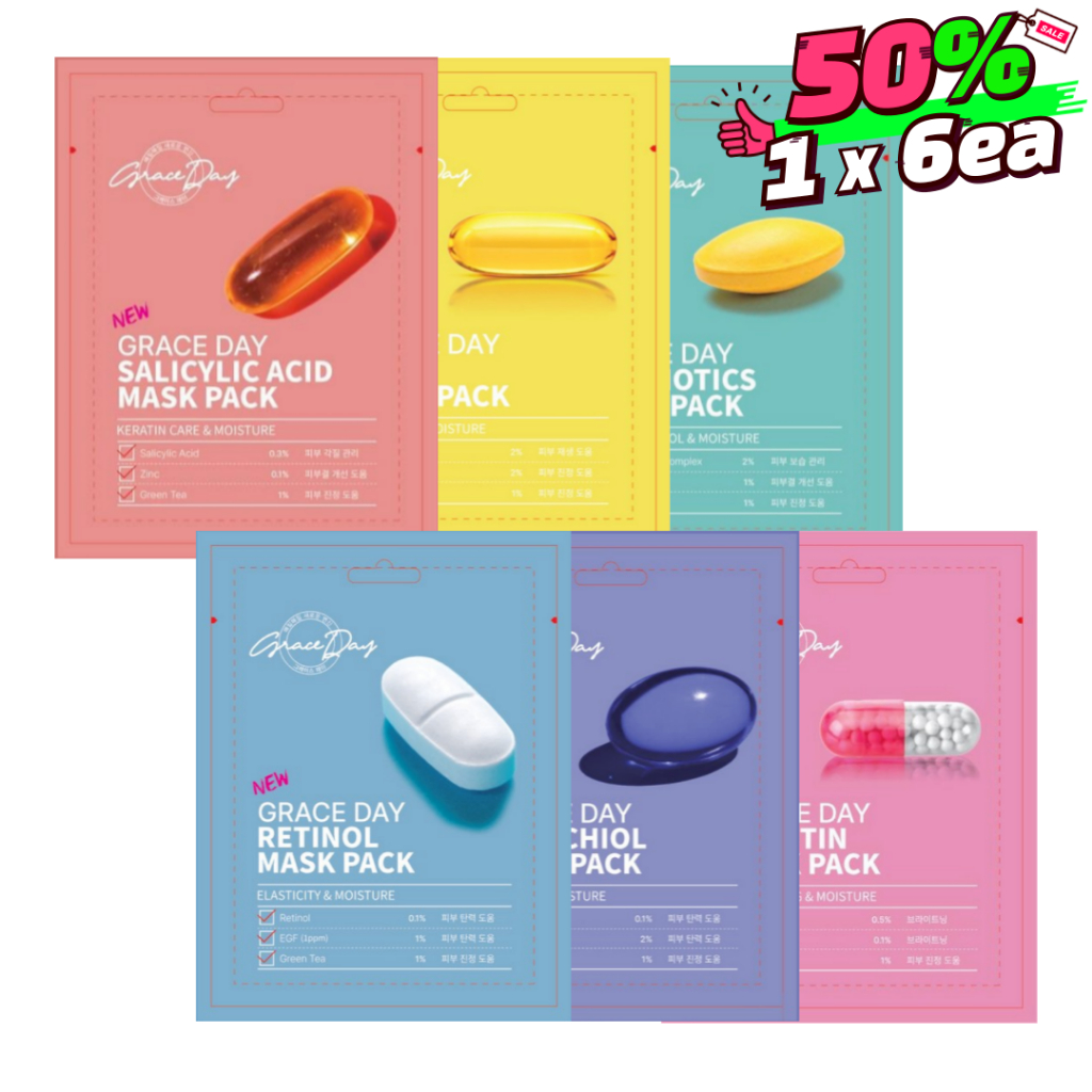 [Pacote De] 1 Tipo X 6ea GRACE DAY MASK PACK Máscara Coreana | Shopee Brasil