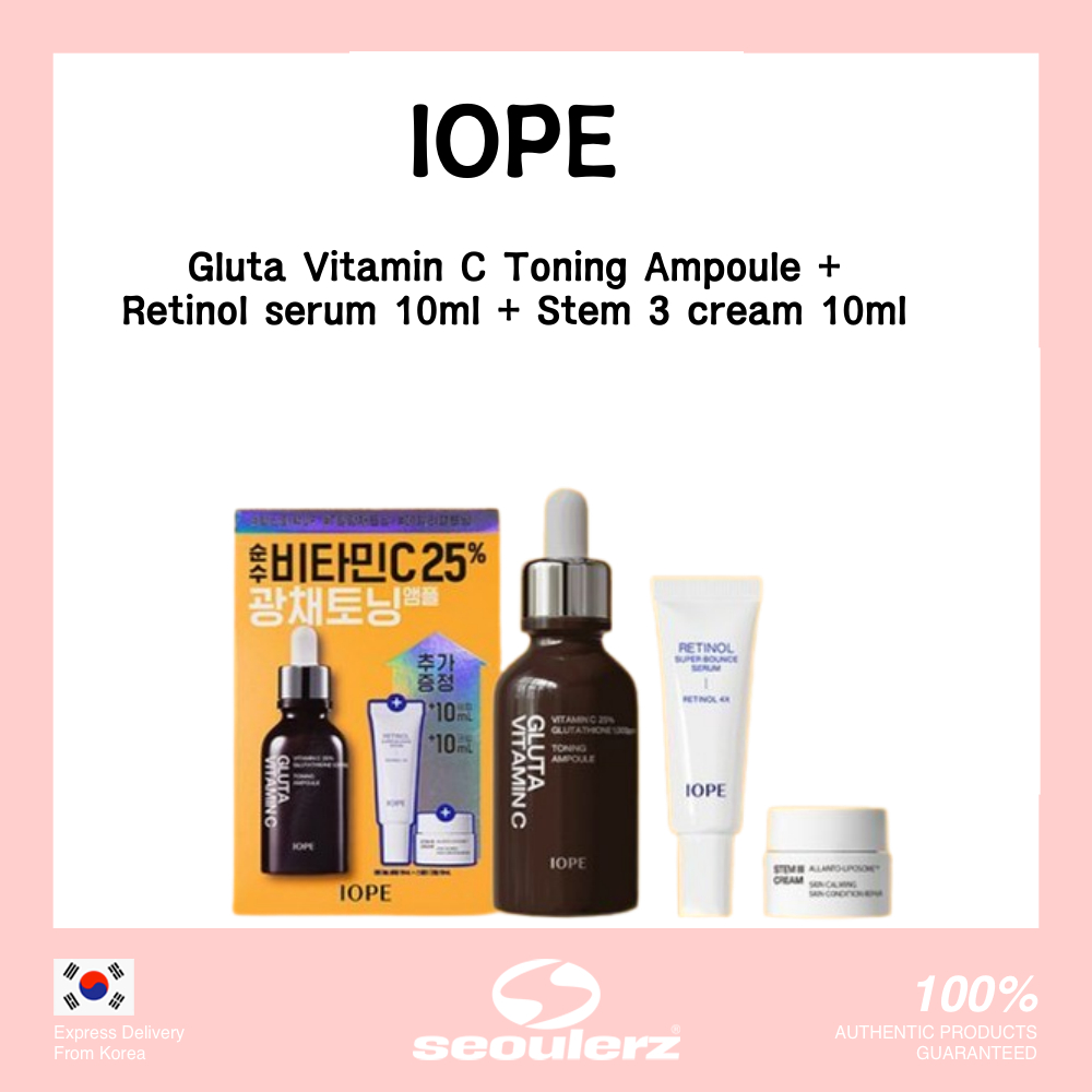 [IOPE] Ampola Tonificante Gluta Vitamina C 23G + Soro Retinol 10ml + Creme Haste 3 10ml | Shopee ...