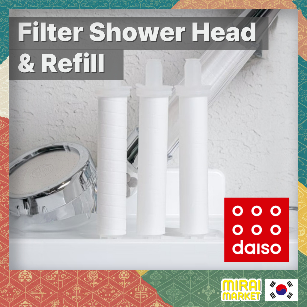 [DAISO Korea] Cabeça De Chuveiro Com Filtro De 3 Estágios E Filtros De ...