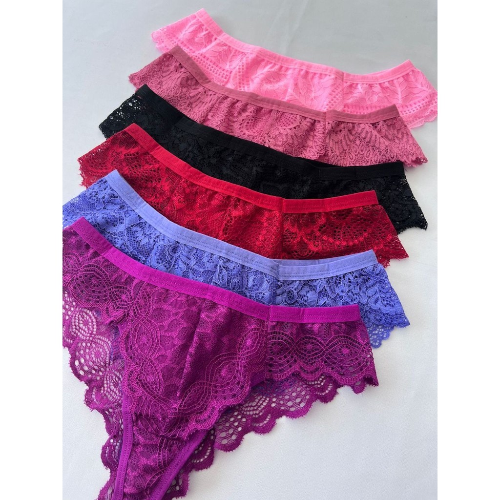 Kit 10 Calcinha Renda Fio Dental Sexy Lingerie Feminina Sensual Moda ...