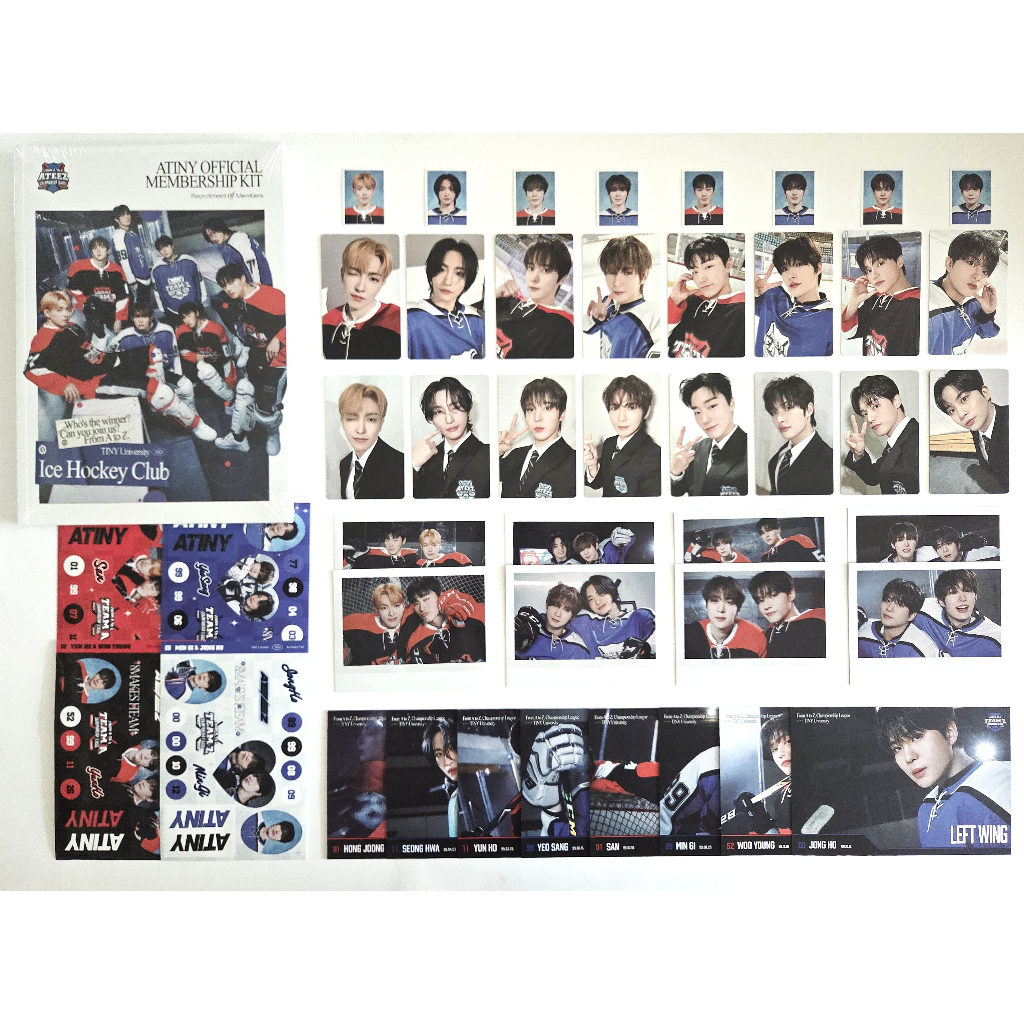 ATEEZ Oficial Fan Club ATINY 5o Kit TIny University Photocard ID Card ...
