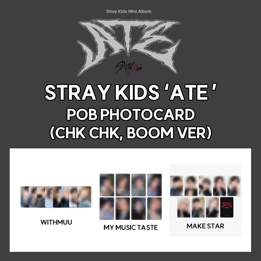 [POB] STRAY KIDS Mini Álbum ATE Oficial POB PHOTOCARD Chk , Boom Ver ...