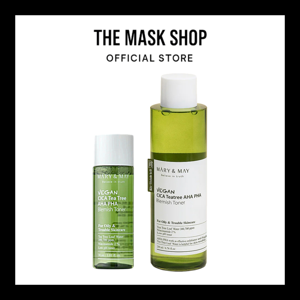 [Mary & May] Toner Vegan Cica Tea Tree AHA BHA , 30ml | Shopee Brasil