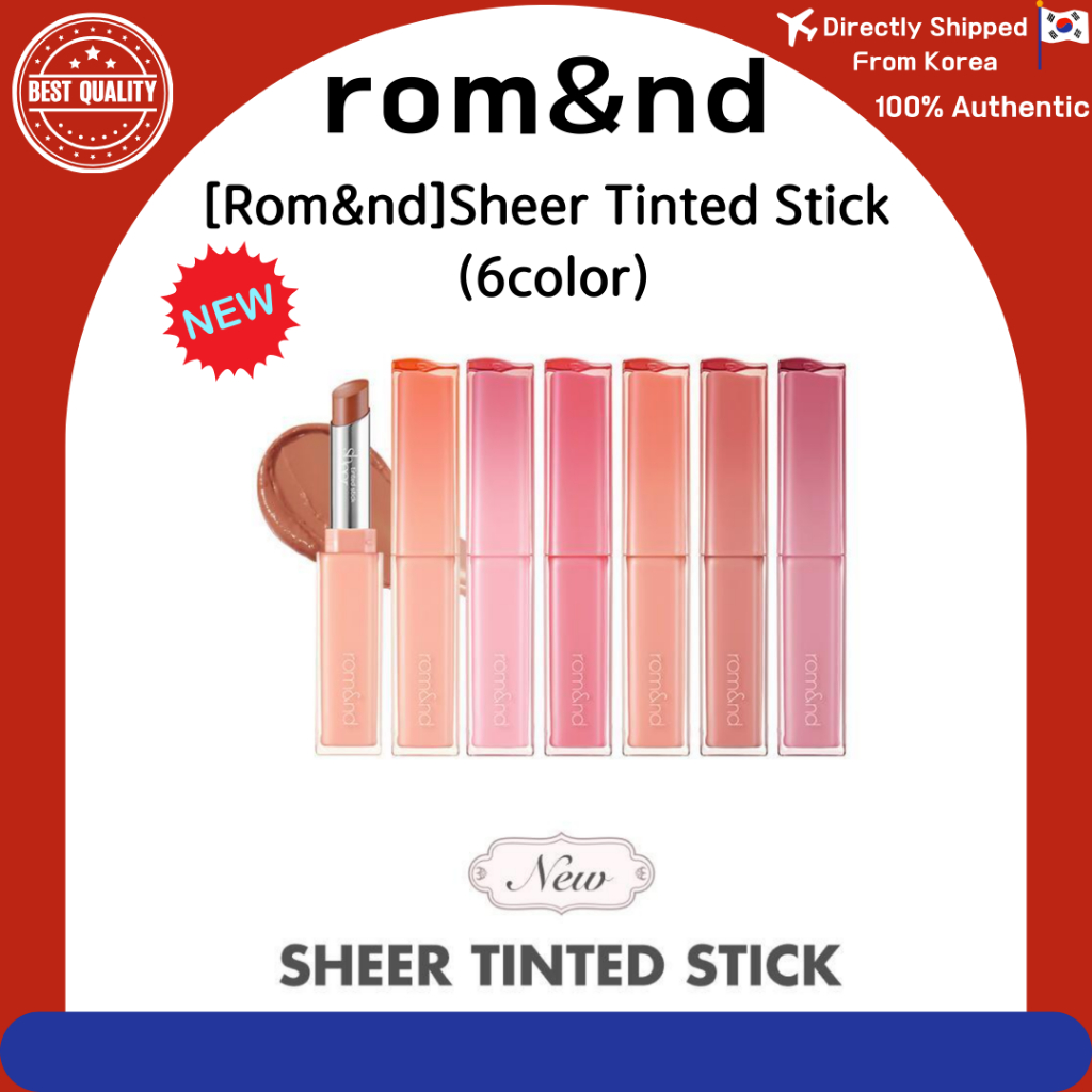 [rom & nd] Sheer Tinted Stick 2g (6 Cores)/Batom | Shopee Brasil