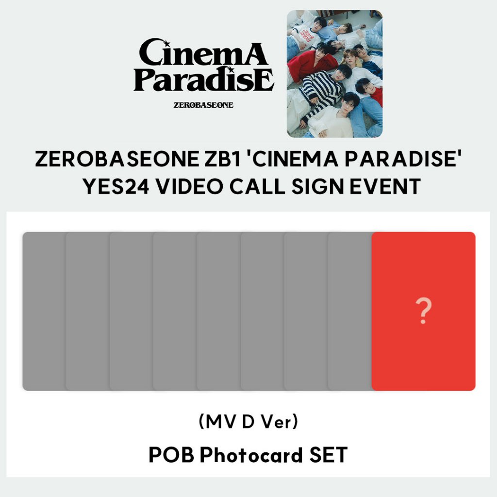 [YES24] ZEROBASEONE ZB1 'CINEMA PARADISE' VIDEO CALL SIGN EVENT POB Fotocarde SET | Shopee Brasil