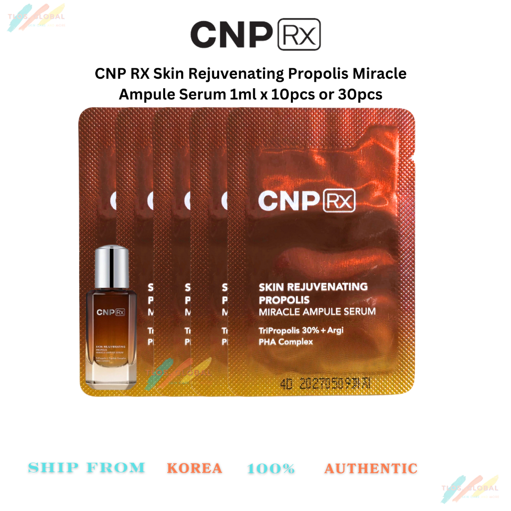 10pcs or 30pcs x 1ml CNP RX Skin Rejuvenating Propolis Miracle Ampule Serum | Shopee Brasil