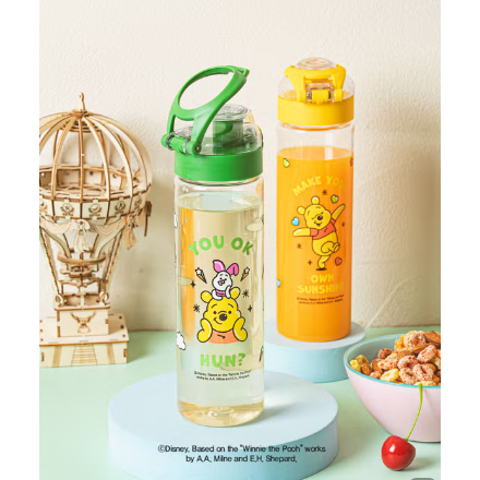 Garrafa De Água Disney Winnie the Pooh Tritan 630ml | Tampa Flip Top À Prova De Vazamentos Sem ...
