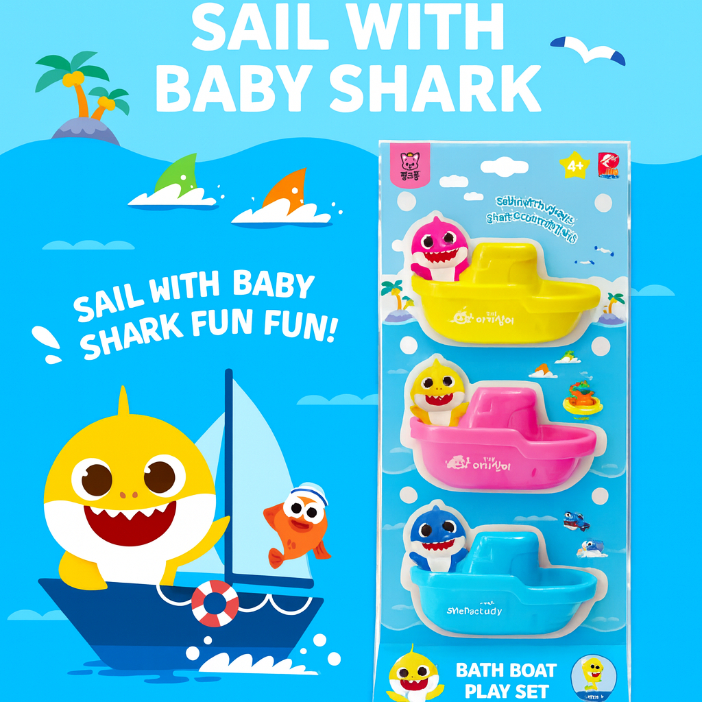 Conjunto De Brinquedos Para Barco De Banho Pinkfong Baby Shark ...