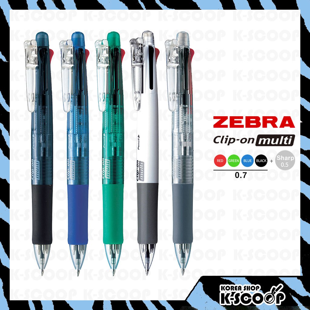 ZEBRA Clip-On Multi 4 + S Caneta Esferográfica 4 Cores 0.7mm + Lápis ...
