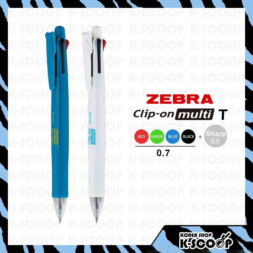 Caneta ZEBRA Clip-On Multi T 4 + S 4 Cores Esferográfica 0.7mm + Lápis ...