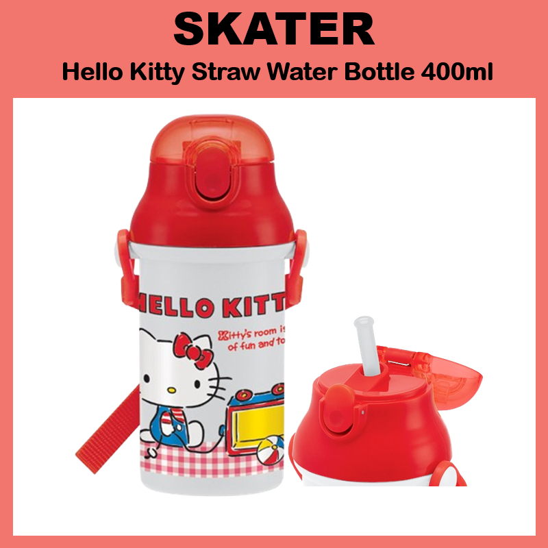[Hello Kitty Straw One-touch Shoulder Strap Water Bottle 400ml PSB4P Fabricado No Japão | Shopee ...