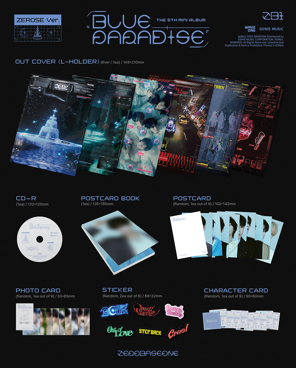 ZEROBASEONE (ZB1) [BLUE PARADISE] 5th MINI ALBUM - ZEROSE VER. (25th Feb.2025) | Shopee Brasil