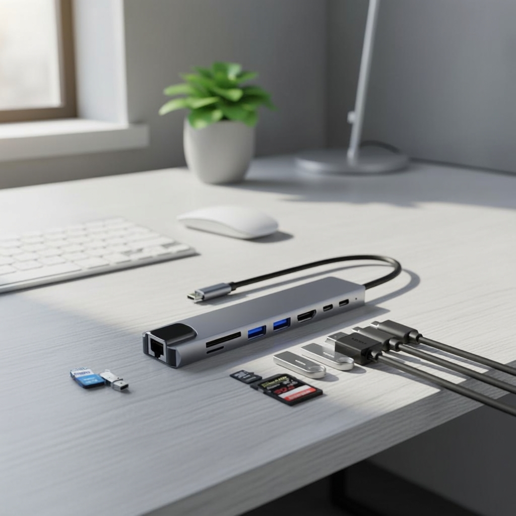 Hub 8 em 1 para MacBook: USB-C para USB, VGA, HDMI 4K, RJ45, Duas ...