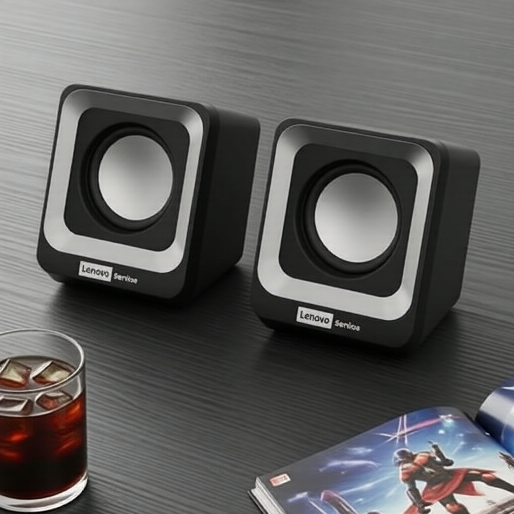 Lenovo Pequenos Alto-falantes com Fio para Desktop, Subwoofer de Graves ...