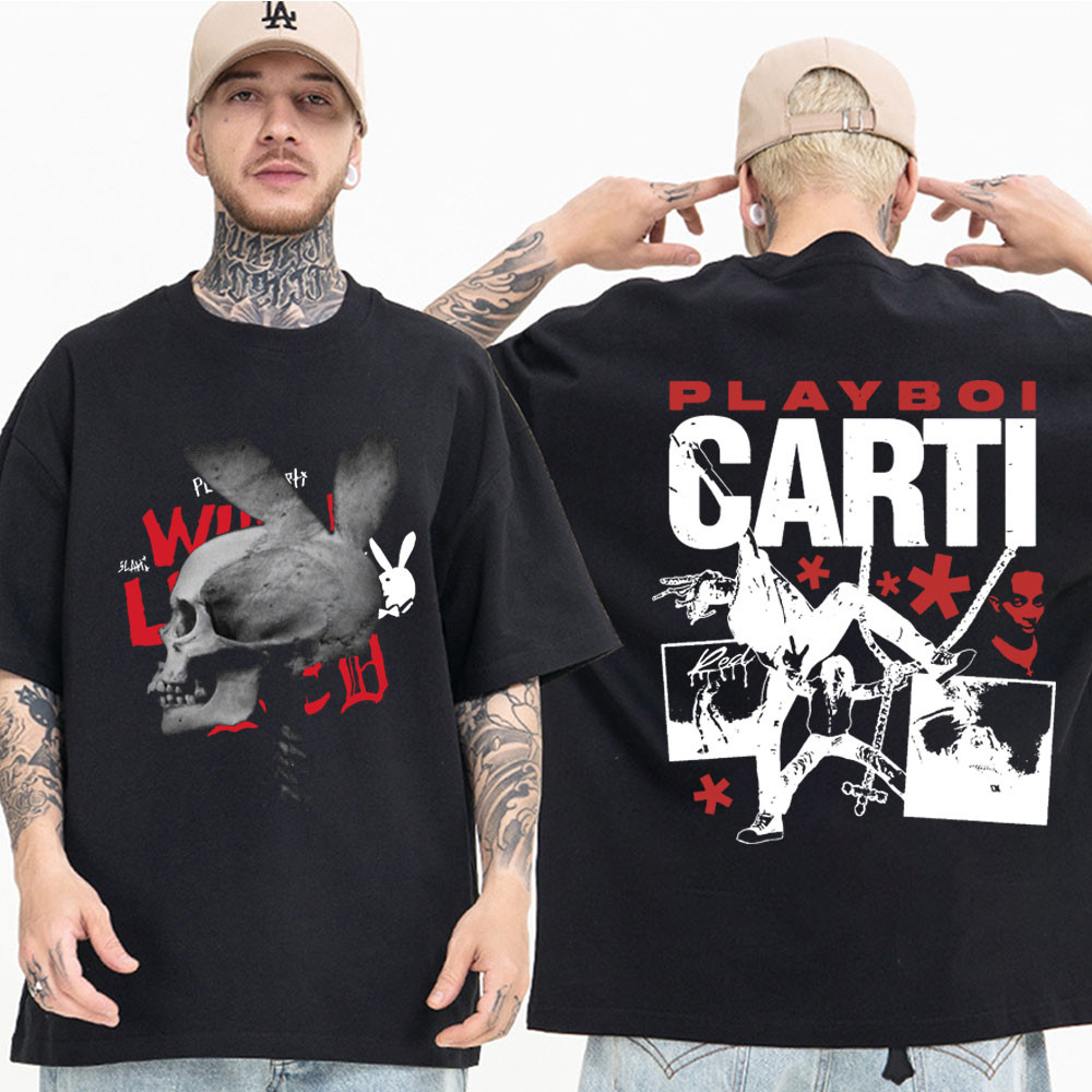 Rapper Playboi Carti Whole Lotta Red Skeleton Camisetas Vintage Rua ...