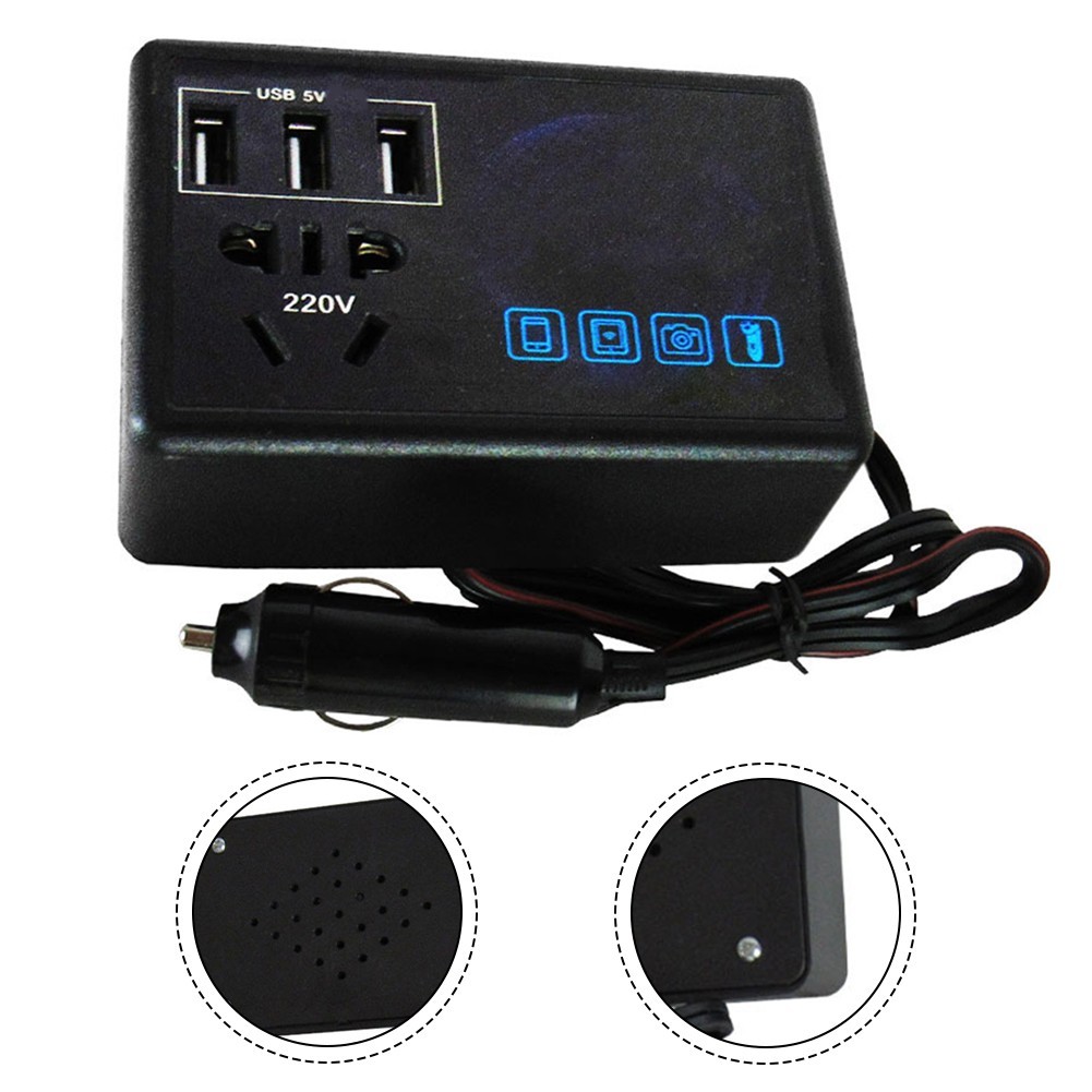 Conversor De Energia Para Carro 200W , Inversor DC 12V/24V 220V Adaptador De Portas Invertidas ...