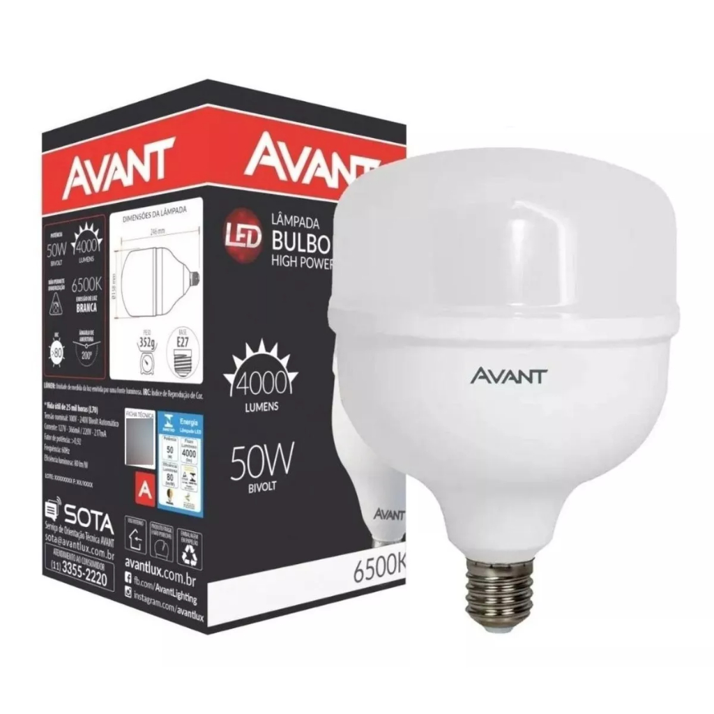 Lâmpada Led Bulbo 20W, 30W, 40w, 50w e 75w - Branco Frio Bivolt - E-27 ...