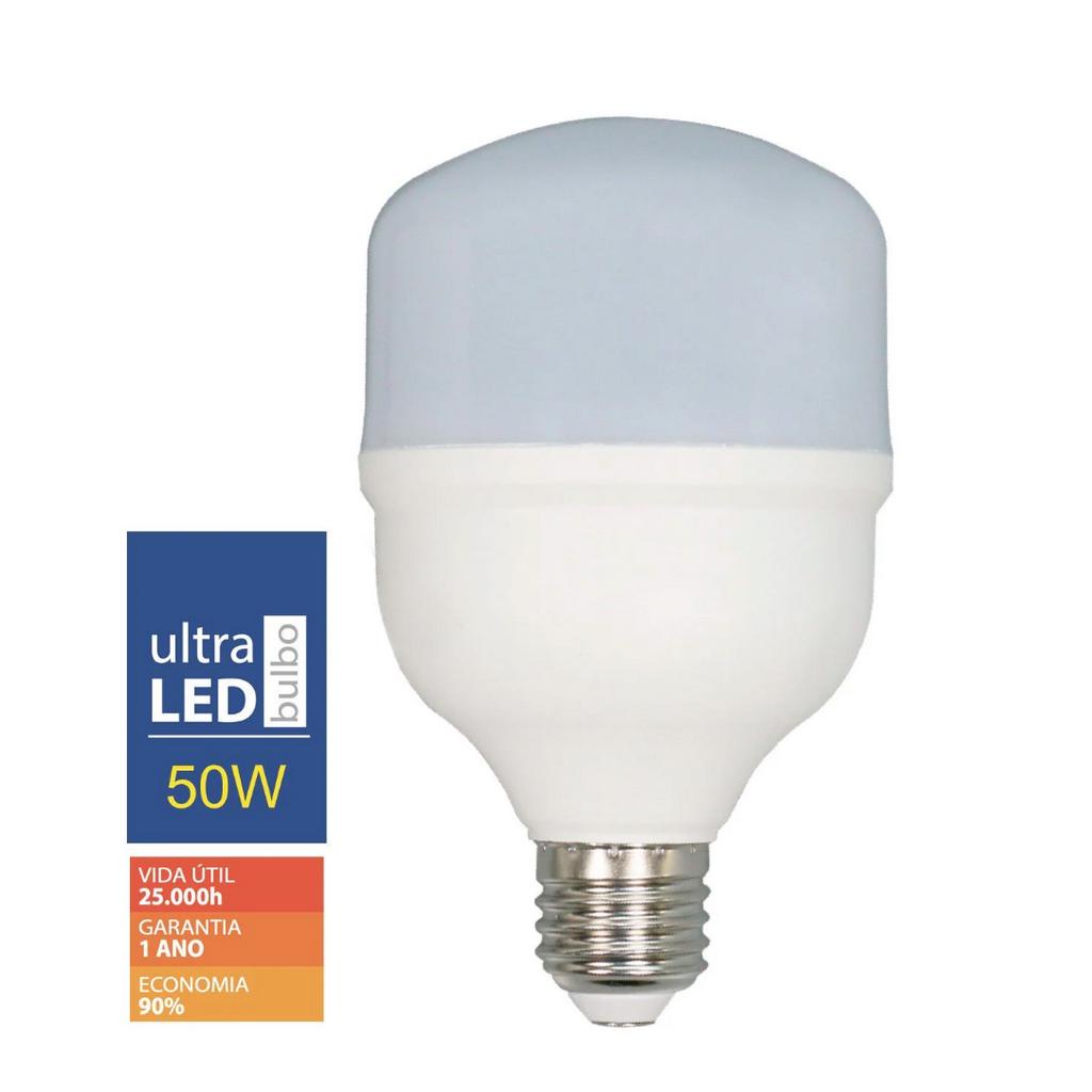 Kit 10 Lâmpada Led 50w Bulbo 6500k E27 Super Econômica Branco Frio Ultra Luz ( 12 meses de ...