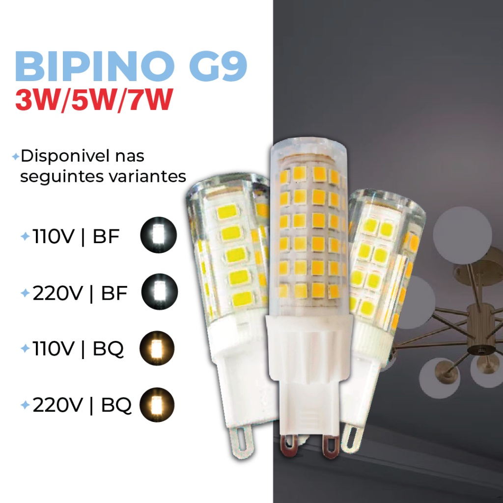 Lâmpada Led 3W G9 Halopin 110V / 220V | Branco Quente 3000K (Amarelo) / Branco Frio 6500K ...