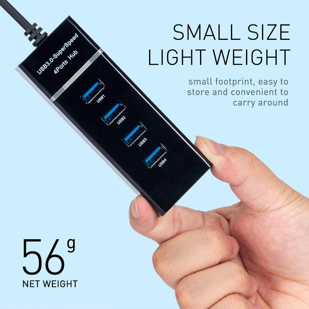 Hub USB 3.0 De Alta Velocidade 4 Portas Indicador LED Preto 5.0 Gbps SuperSpeed | Shopee Brasil