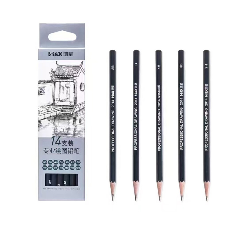 Conjunto de 6H-12B Lápis de Chumbo de Madeira para Desenho Profissional ...