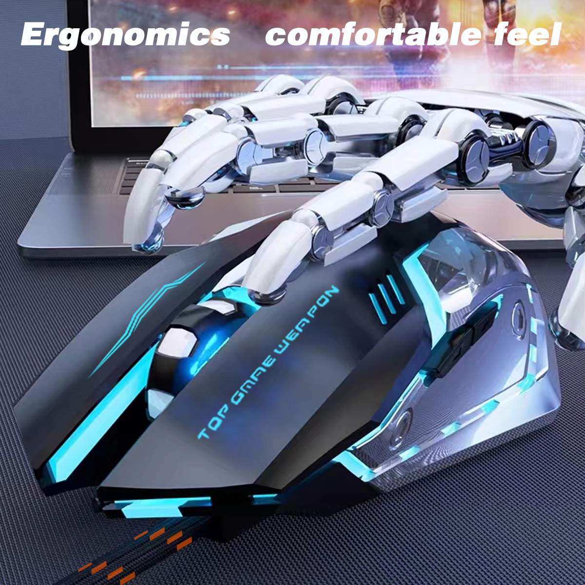 Mouse Gamer com Fio Ergonômico 6 Botões USB RGB Retroiluminado Quatro ...