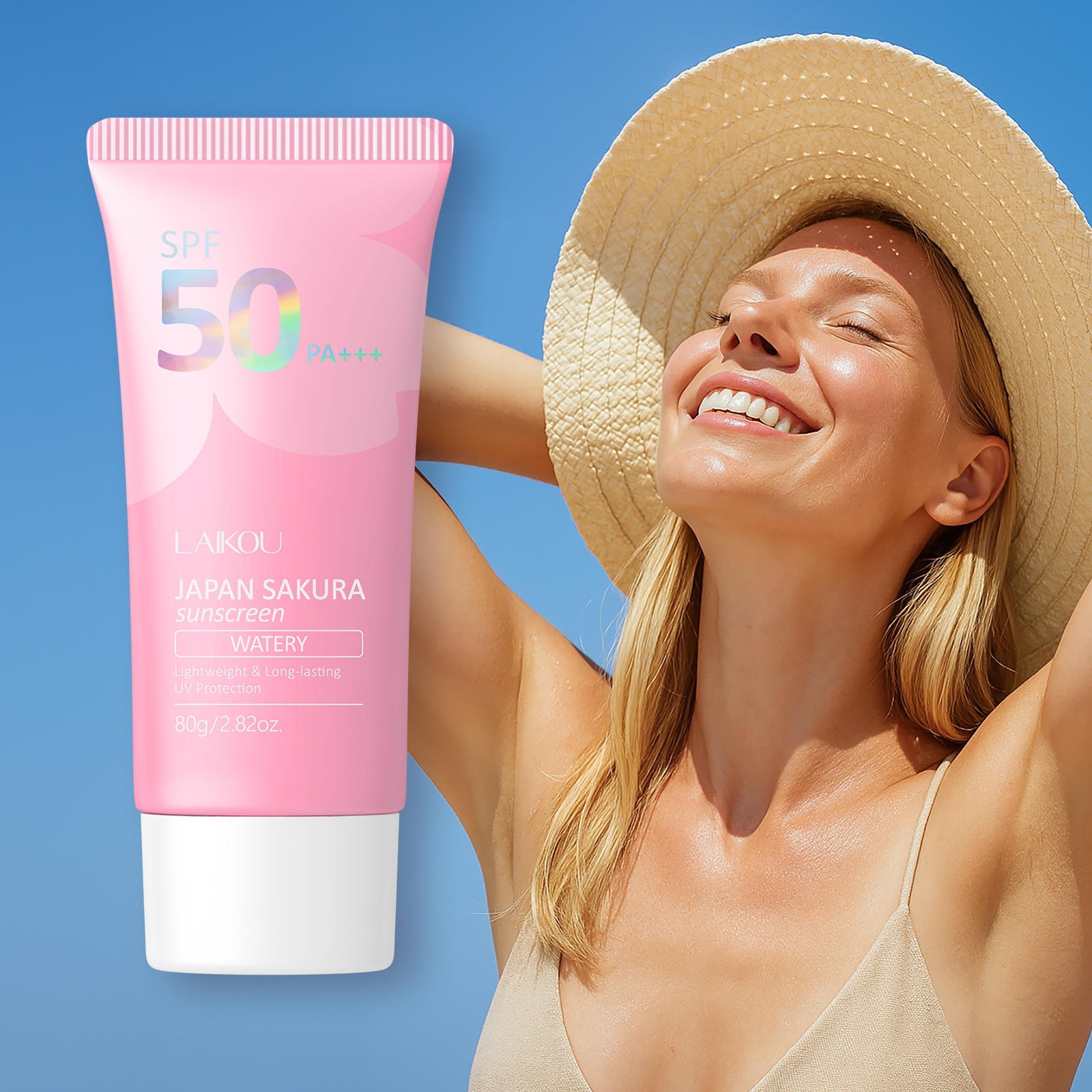 Laikou Protetor Solar Sakura Spf50 - Leve, Hidratante E Não Oleoso Para O Rosto, 80g | Shopee Brasil