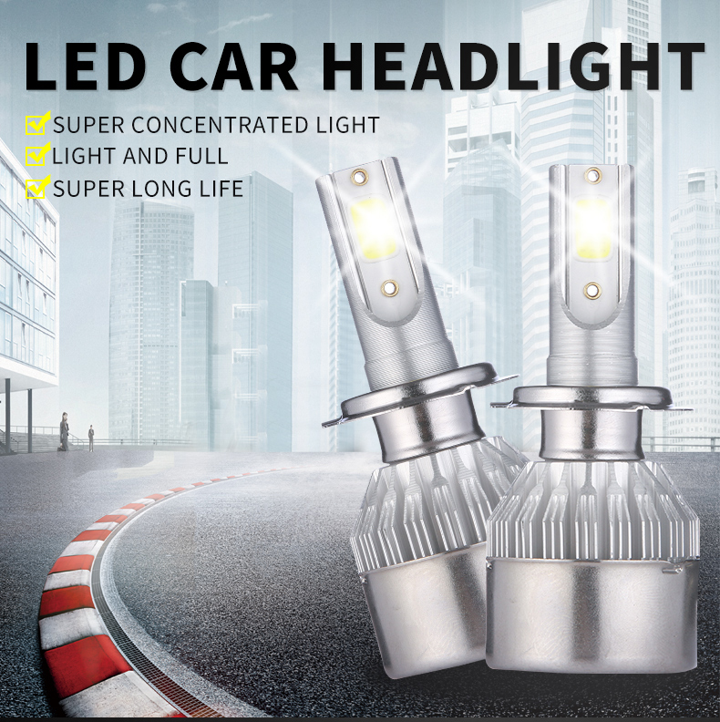 Lâmpadas De Farol LED C6-Feixe Baixo/Alto E Faróis De Neblina , H1 , H3 , H4 , H7 , H11 , 9005 ...