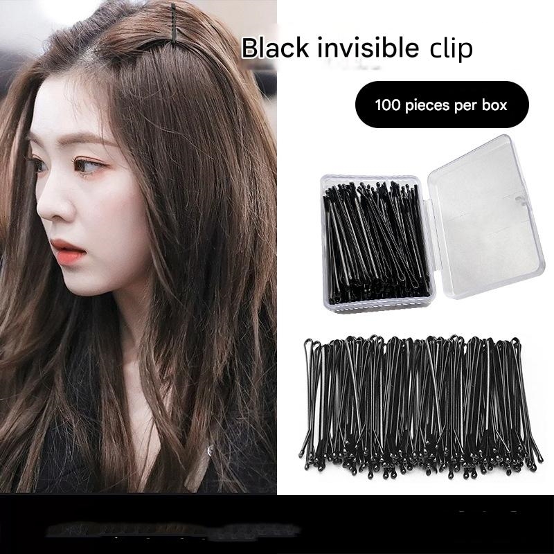 Grampo De Cabelo De Aço Em Forma De U Preto Para Mulheres Franja ...