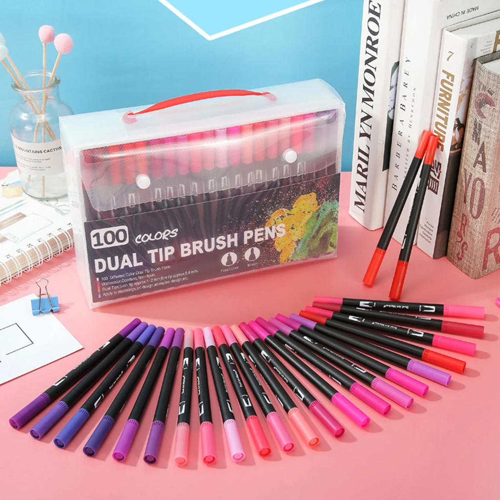 Kit com 60 Canetas 2 em 1 para Lettering com Pincel e Ponta Fina para ...