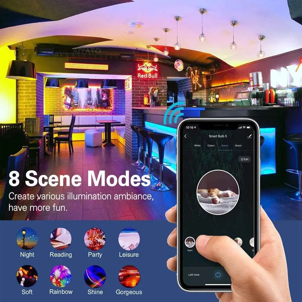 Nova Lâmpada LED Inteligente Tuya E27 RGB Dimmable WiFi/Bluetooth com ...