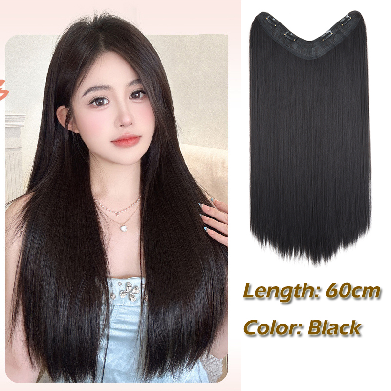 Extensões De Cabelo Em Forma De U De 60 Cm Clipe Invisível Peruca Reta ...