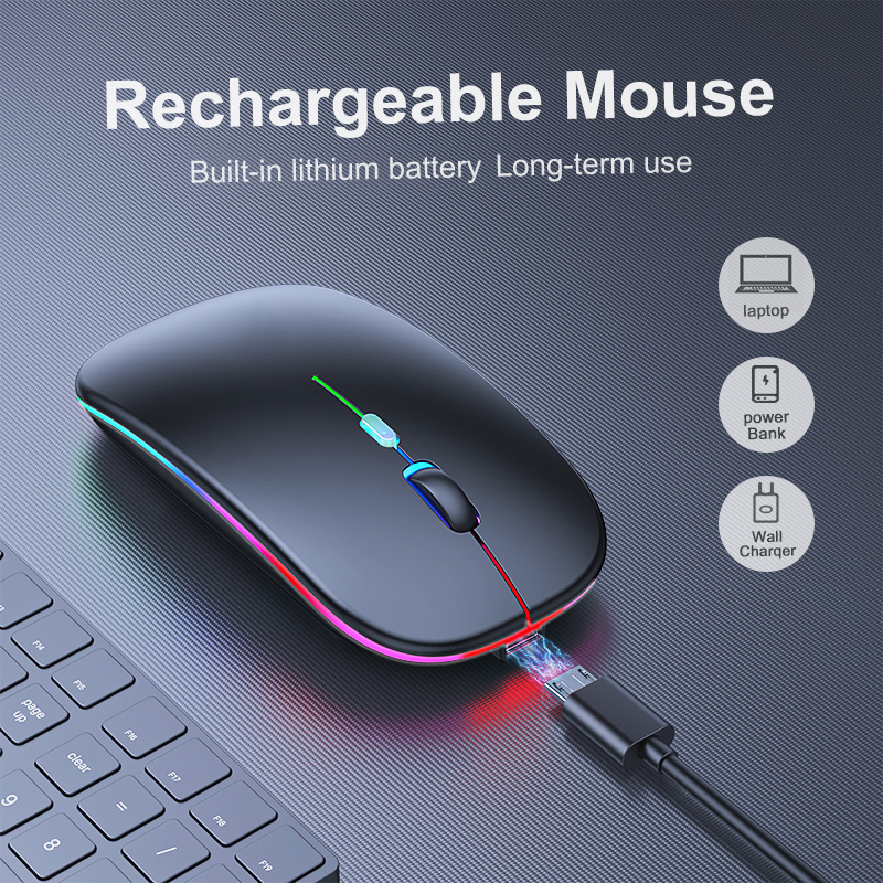 Mouse Sem Fio Novo e Moderno Bluetooth 5.2 Recarregável 2.4G Silencioso ...