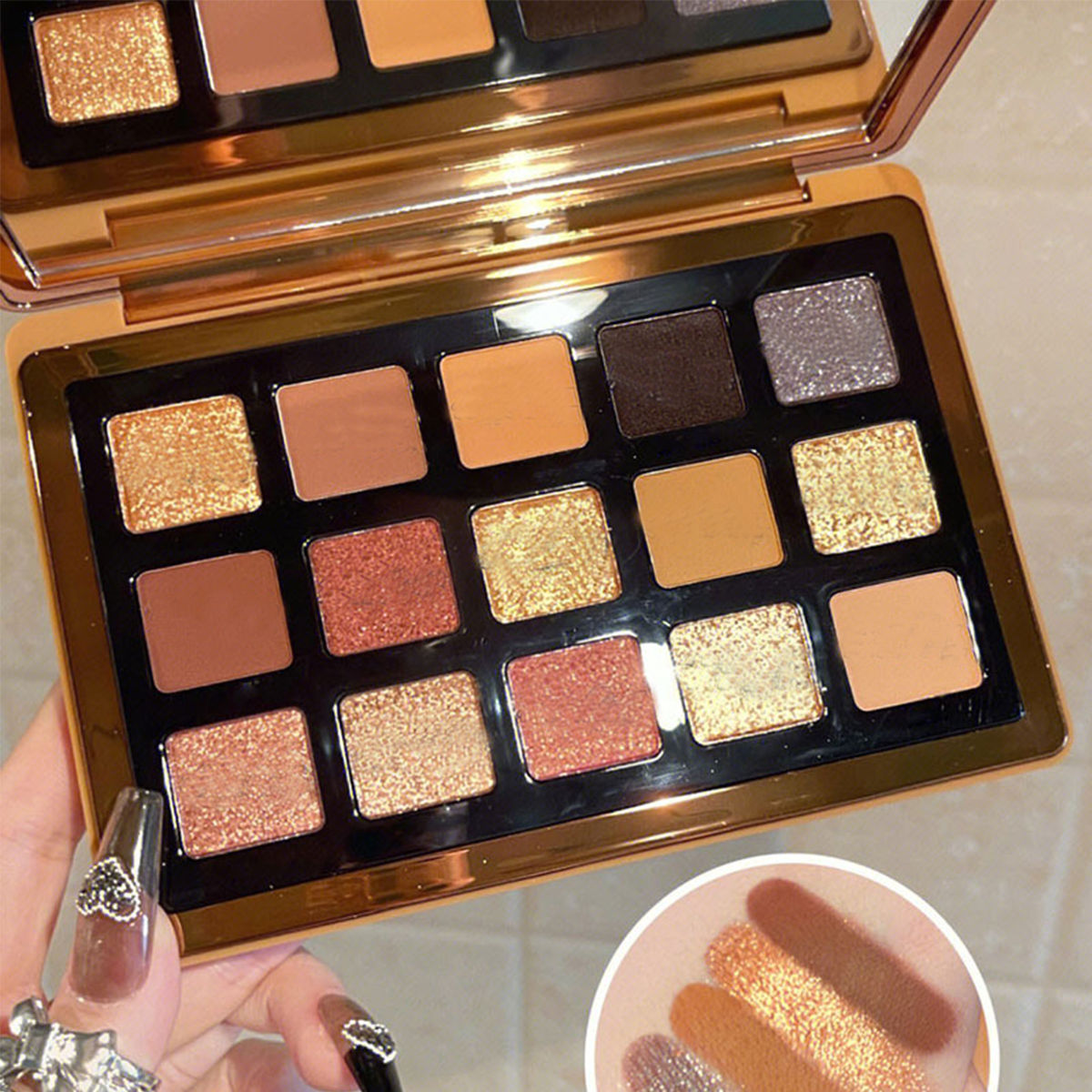 15 Cores Paleta de Sombra de Bronze Mate Perolado Amarelo Dourado ...