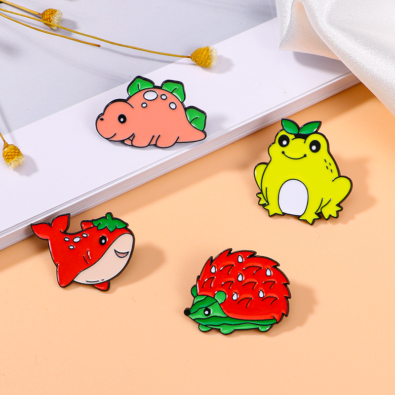 Desenho animado Original Fruta Animal Broche Fofo de Melancia Porco ...