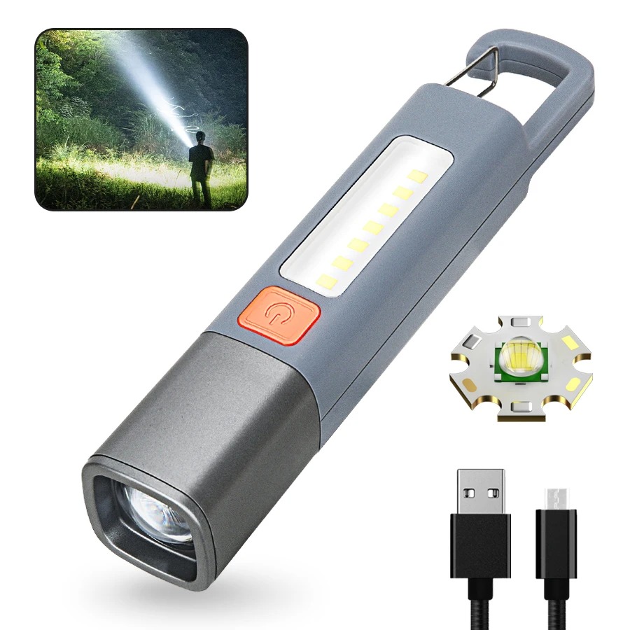XIWANGFIRE Mini Lanterna LED Portátil USB Recarregável com Gancho e ...