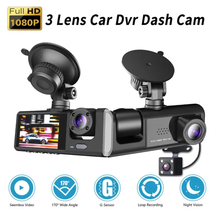 Câmera Dash Para Carro Com Visão Noturna HD 1080P Dashcam 3 S1 | Shopee ...